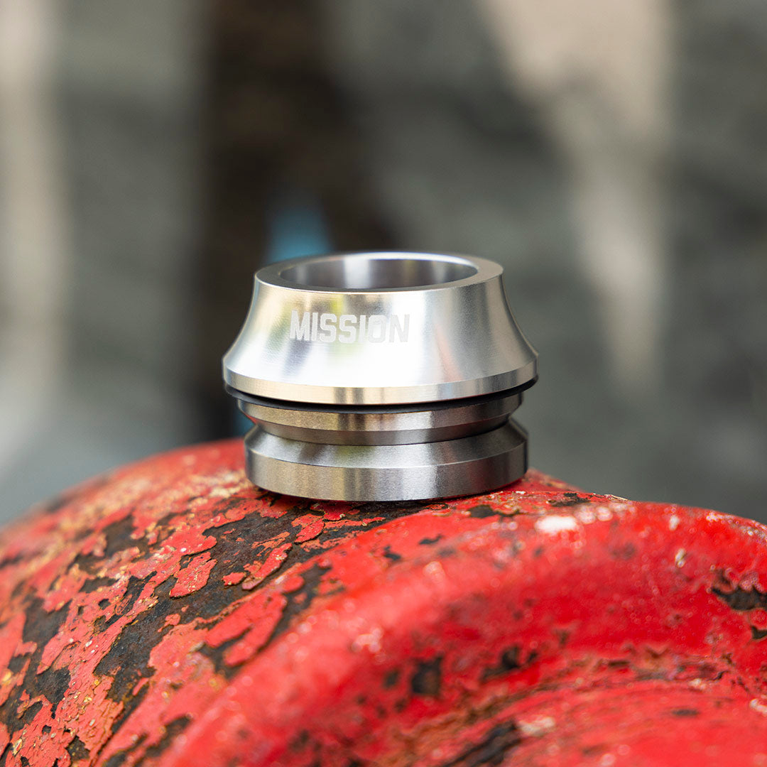 Integrated BMX headset in silver. – Mission BMX